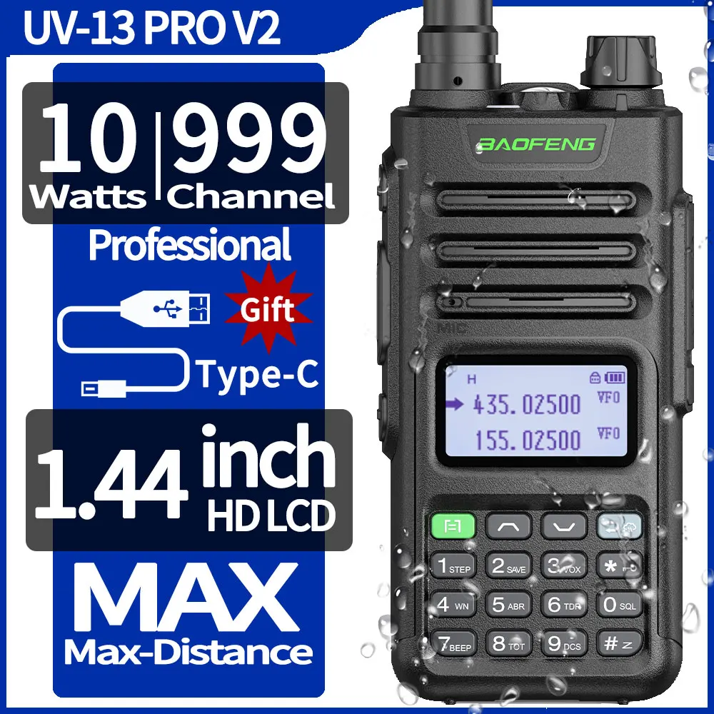 Baofeng UV 13 PRO V1 / V2 Walkie Talkie High Powerful 999 Channel Dual Band UHF VHF Transmitter ...