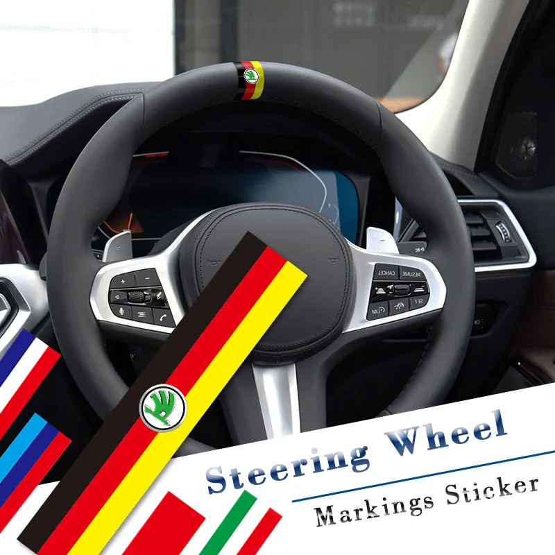 Car Steering Wheel Stickers National Flag Decal For Skoda Octavia ...