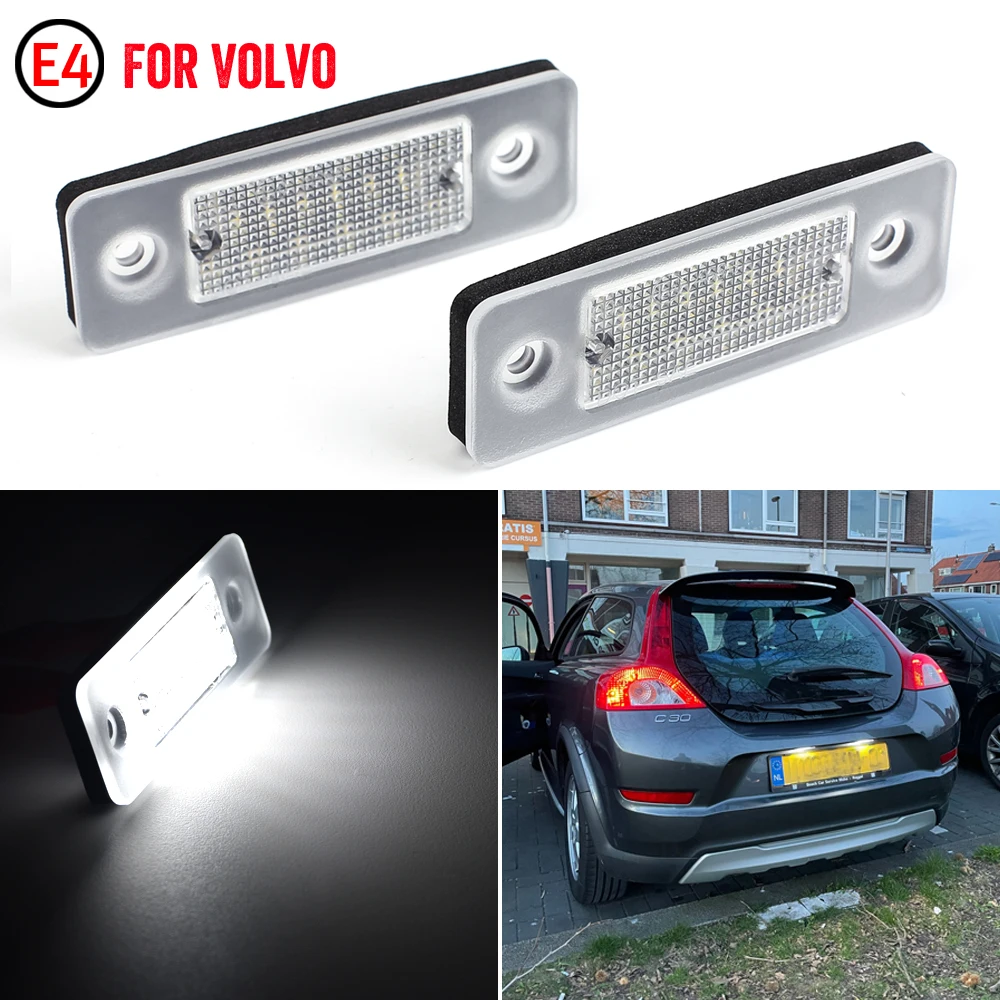 2pcs-LED-License-Plate-Number-Lights-Lamp-Error-Free-For-Volvo-C30-2008 ...