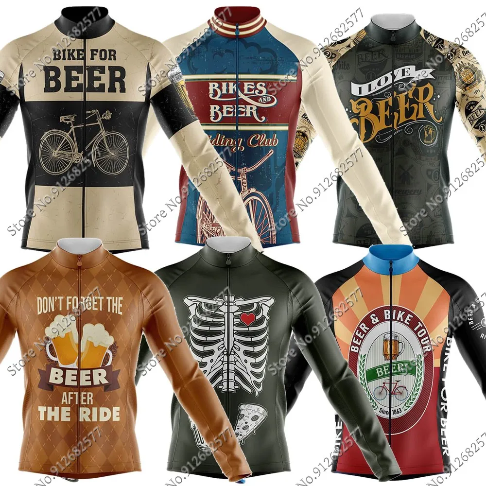 2023 Bike For Beer Cycling Jersey Long Sleeve Retro Winter Clothing ...