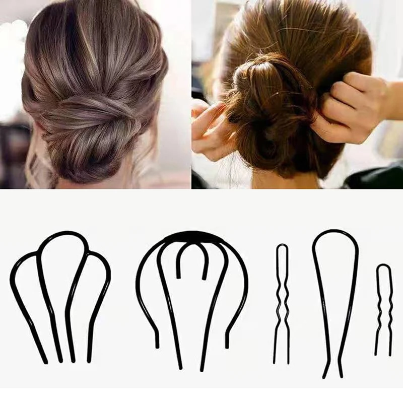 Metal Hair Sticks Women U Shape Hair Clip Hairpins Hair Bun Headwear ...