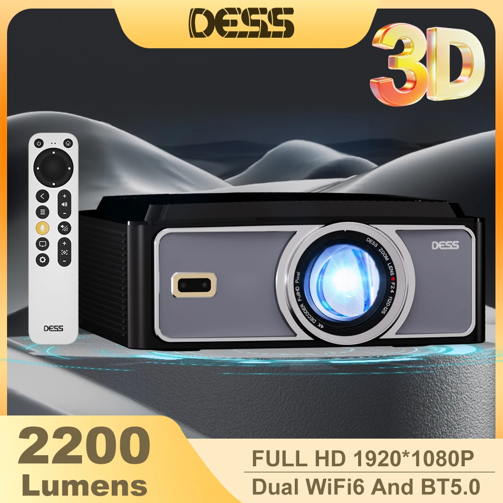 DESS 1080P 풀 HD 신형 프로젝터 LED 4K 듀얼 WiFi 안드로이드 스마트 TV 프로젝터 홈시어터 컨퍼런스 프로젝터 ...