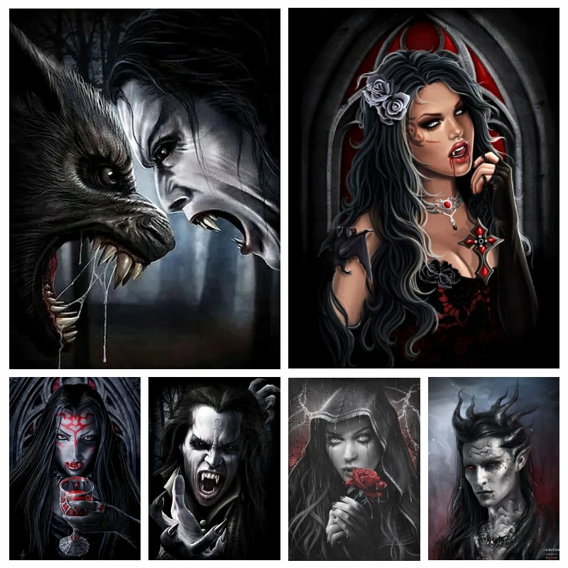 Diy-5d-Horror-Vampire-And-Werewolf-Diamond-Painting-Full-Square ...