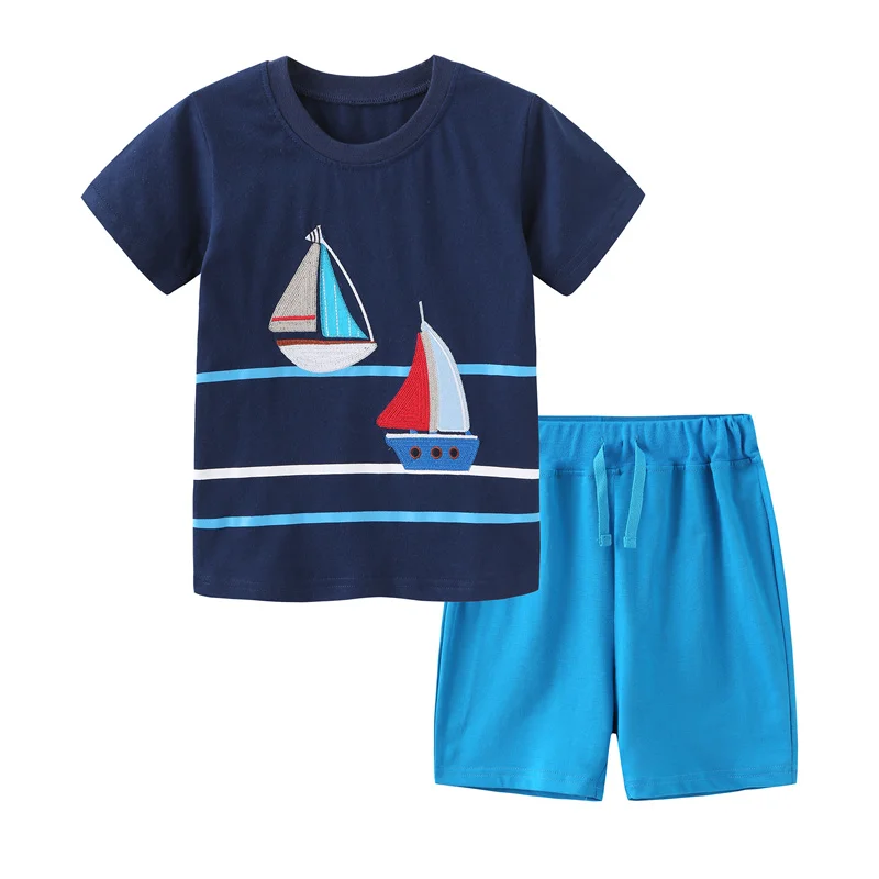 Jumping-Meters-Summer-Outfits-For-Kids-Wear-Boats-Embroidery-Hot ...