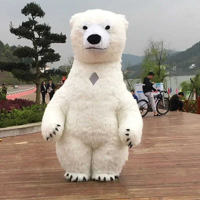 10ft Giant Inflatable Polar Bear Costume Adult Blow Up Fur Plush Mascot ...