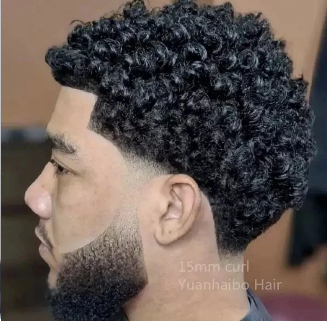 15mm-Afro-Curly-Men-Toupee-Invisible-Transparent-Durable-Thin-Skin ...