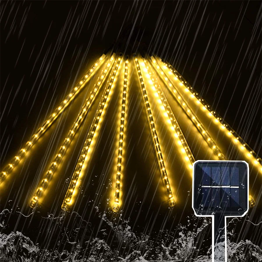 Christmas-Solar-String-Lights-8-Tube-Solar-Meteor-Shower-Rain-Light ...