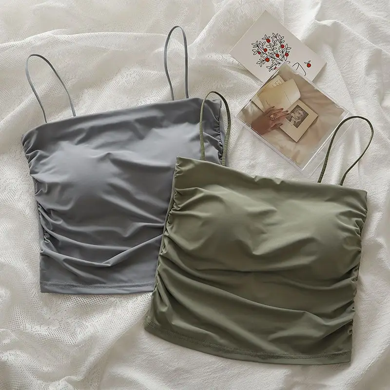 Sexy Crop Tops Women Summer Shirring Sleeveless Slim Camis Tops Bodycon ...