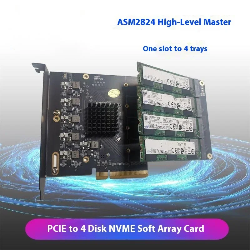 Free main board split ASM2824 PCIe to M.2 NVME SSD 4 four disk soft ...
