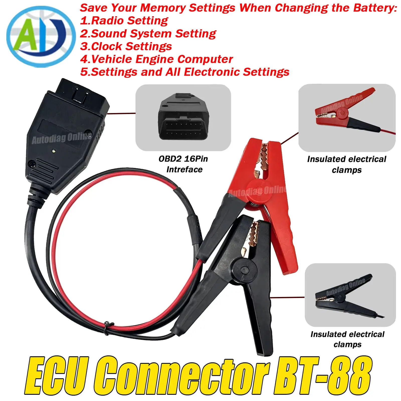 Car Emergency Power Cable OBDII Emergency Electrical Battery Cable Car ...
