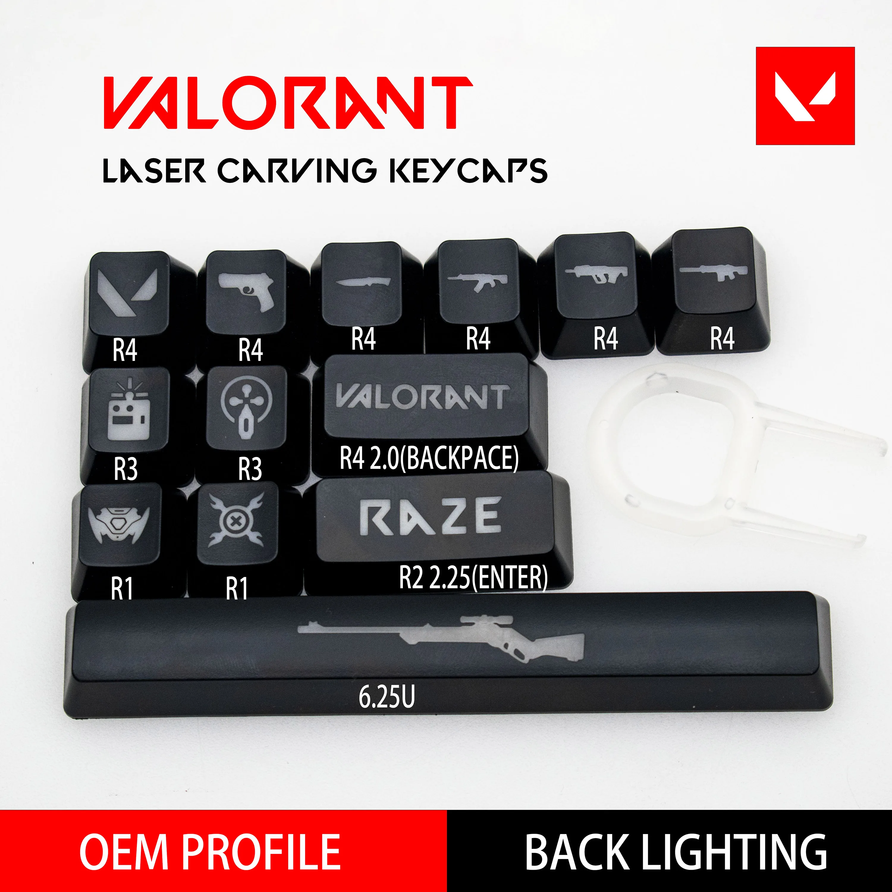 Valorant-keycaps-Raze-keycaps-grabado-l-ser-retroiluminaci-n-perfil-OEM ...