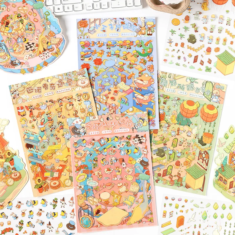 Scenes 3D Cartoon Landscape Sticker Book Fairy tale kingdom DIY ...