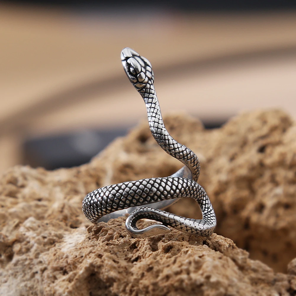 Gothic Animal Snake Rings For Men And Women Stainless Steel Opening ...