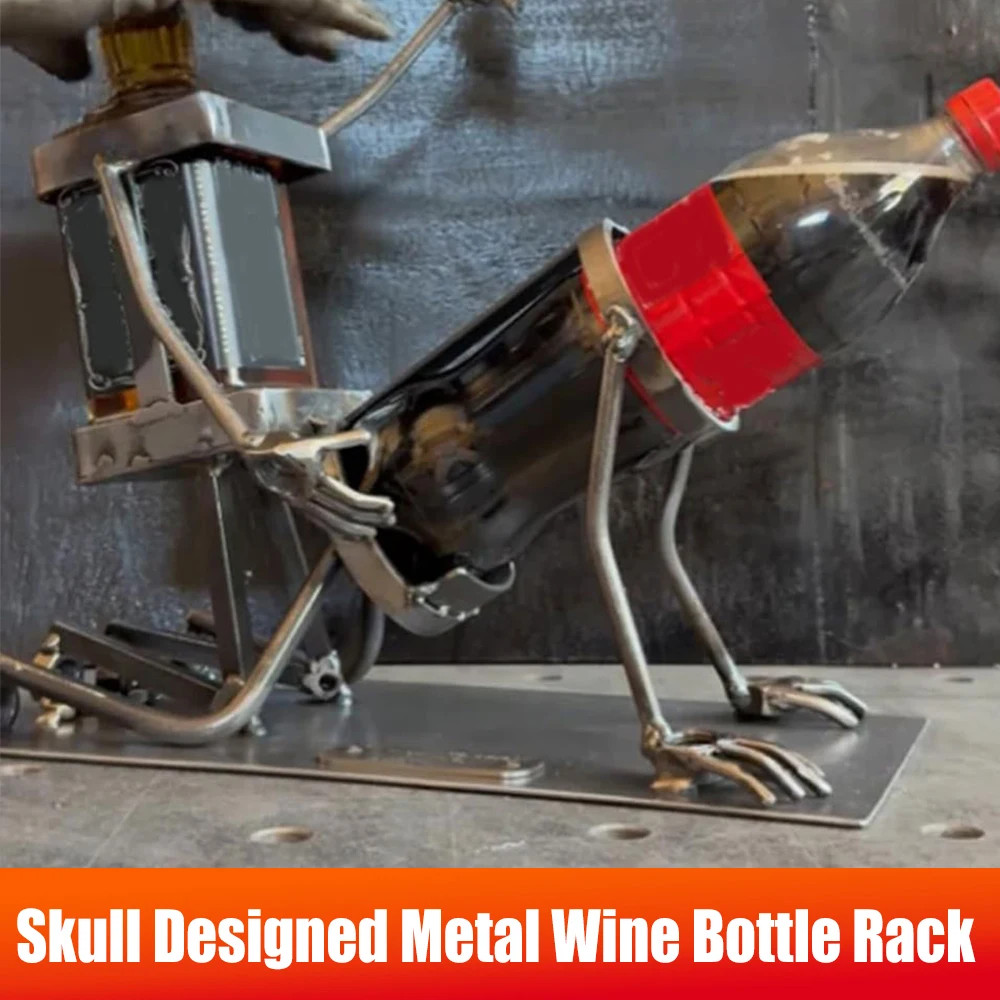 Soporte para botella de vino y coque con calavera 2 en 1, divertido ...
