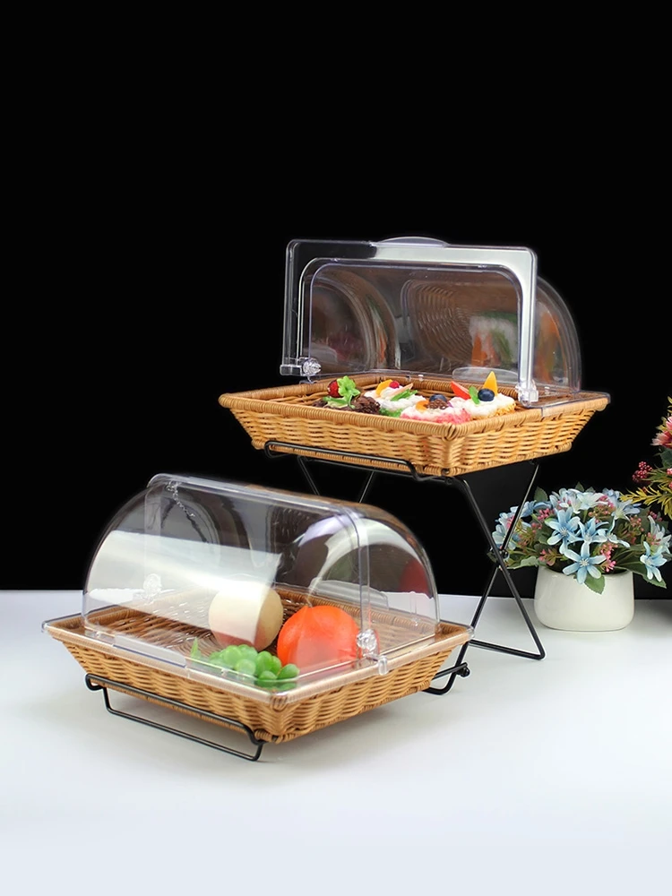 Rattan-Bread-Basket-with-Lid-Double-Layer-European-Sle-Hotel-Buffet ...