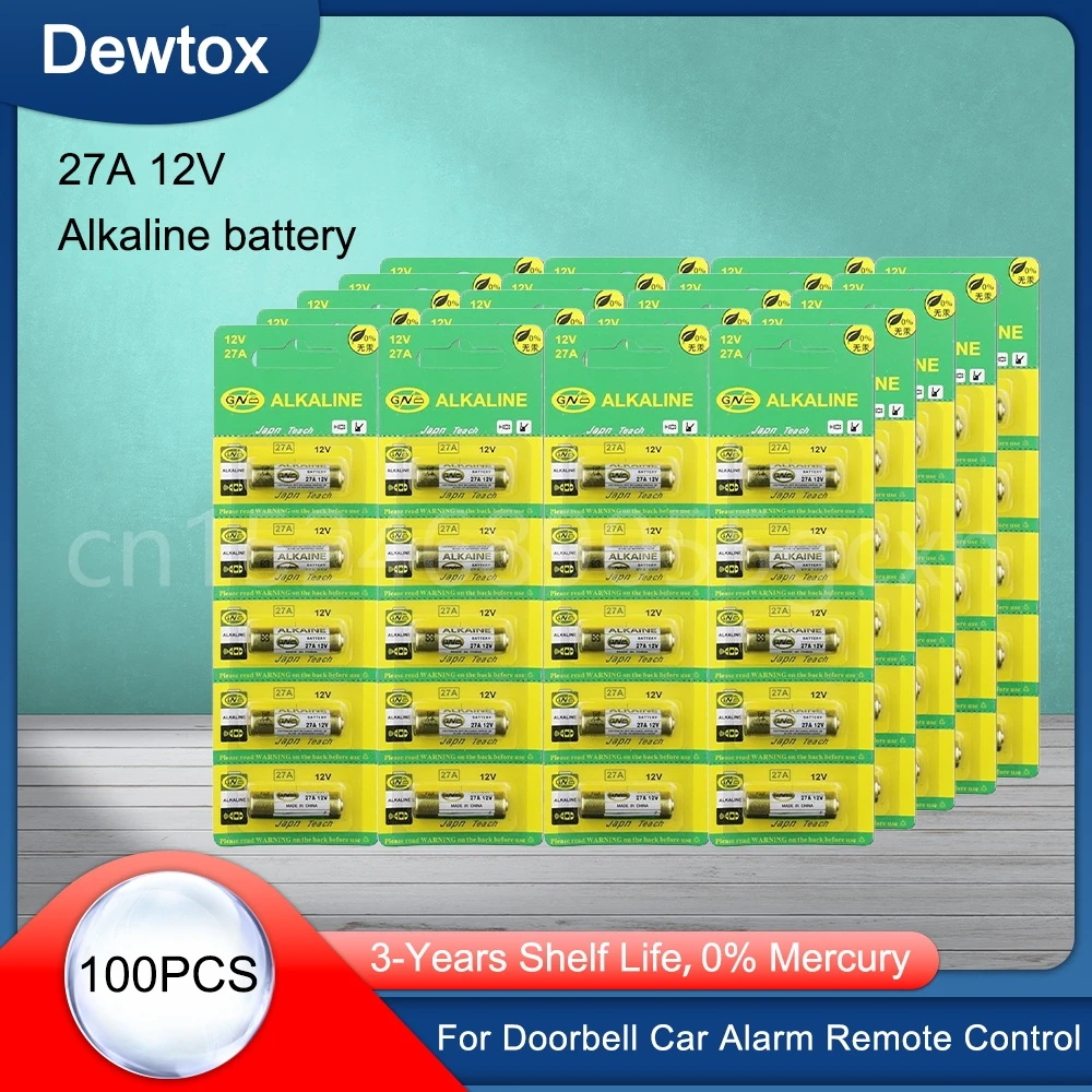 100PCS-27A-12V-Batteries-G27A-MN27-MS27-GP27A-A27-L828-V27GA-Carbon ...