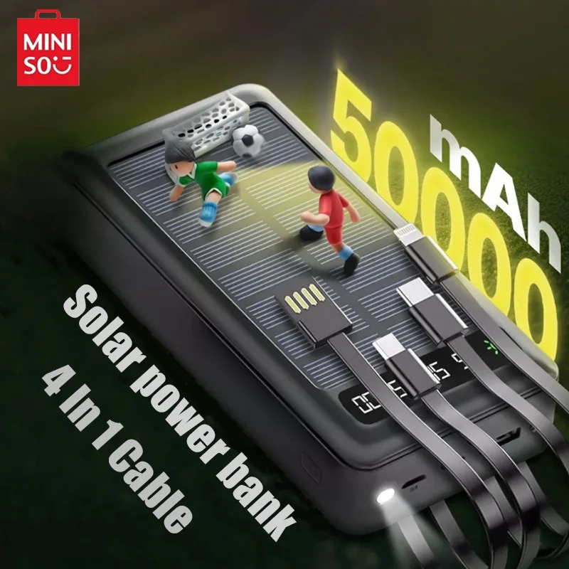 Miniso-500000mAh-Solar-Power-Bank-Portable-4-Built-in-Cables-External ...
