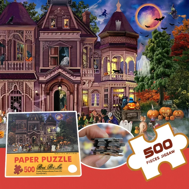 500pcs Halloween Trick or Treat Jigsaw Puzzle - 18x11in, 1.5mm Thick ...