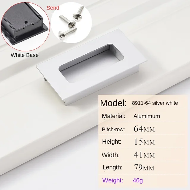 Black Sliding Door Handle, Embedded Concealed Door Knobs Stainless ...