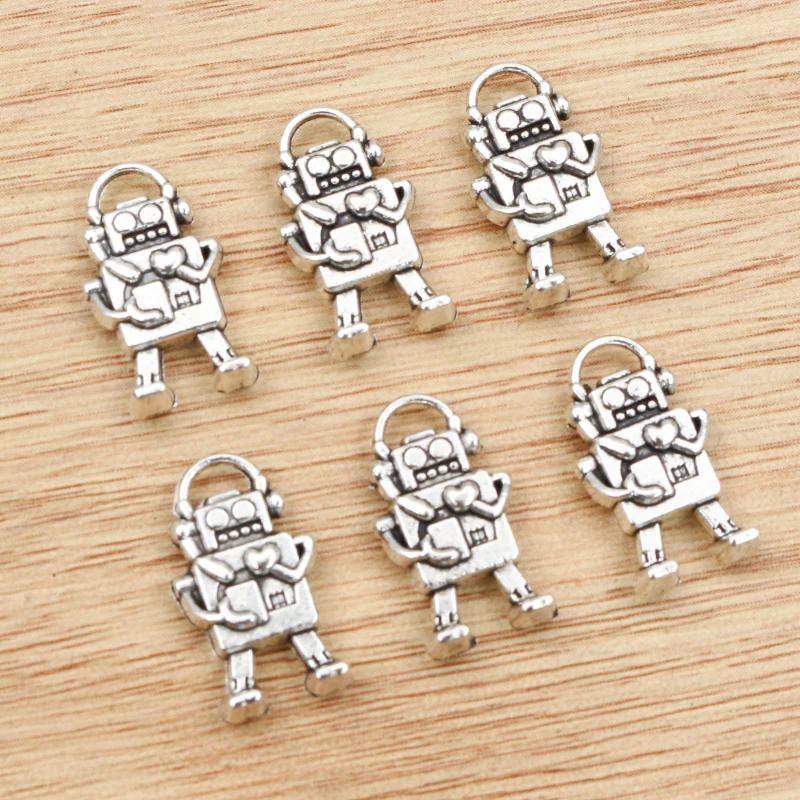 30pcs-17x10mm-Antique-Silver-Plated-robot-Handmade-Charms-Pendant-DIY ...
