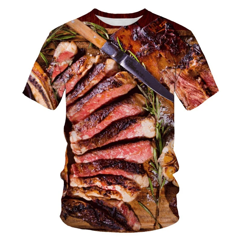 Food-Steak-Hamburger-3D-Print-T-shirt-Men-Woman-Fashion-Streetwear ...