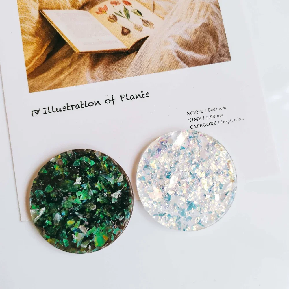 Round Resin Plastic Green Pendant Eardrop Diy Material Necklace Earring ...