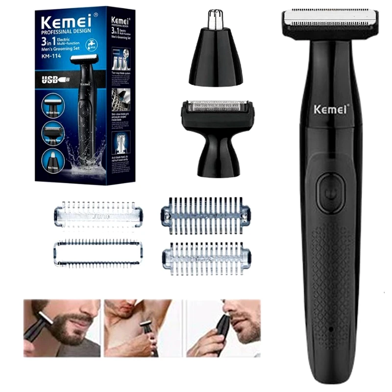 Kemei-washable-facial-body-electric-shaver-beard-hair-trimmer-for-men ...