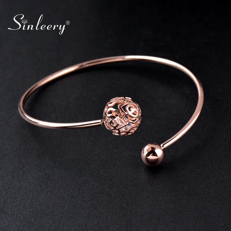 SINLEERY-Charm-Crystal-Inside-Open-Bangle-For-Women-Hollow-Flower-Ball-Beautiful-Bracelet-Rose ...