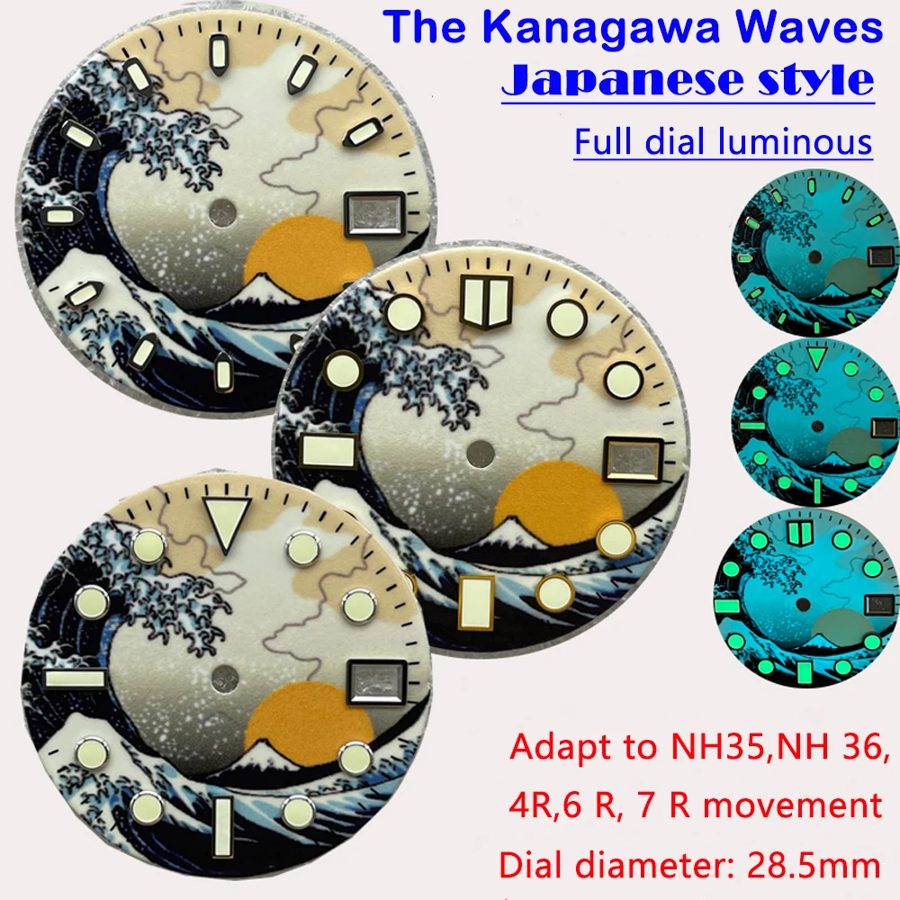 Kanagawa-Wave-Dial-28-5mm-Modified-for-Seiko-Watch-full-Dial-BGW9-Blue ...