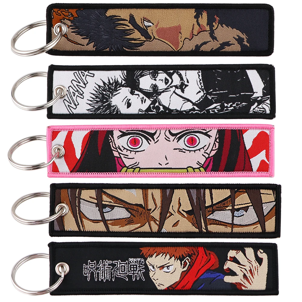 Japanese Anime Cute Embroidery Key Fobs Key Tag Motorcycles Cars ...