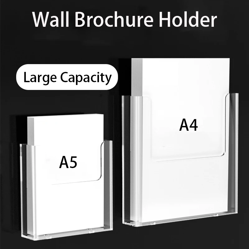 Clear Acrylic Brochure Holder, A4/A5 Brochure Shelf Wall Mount Flyer ...