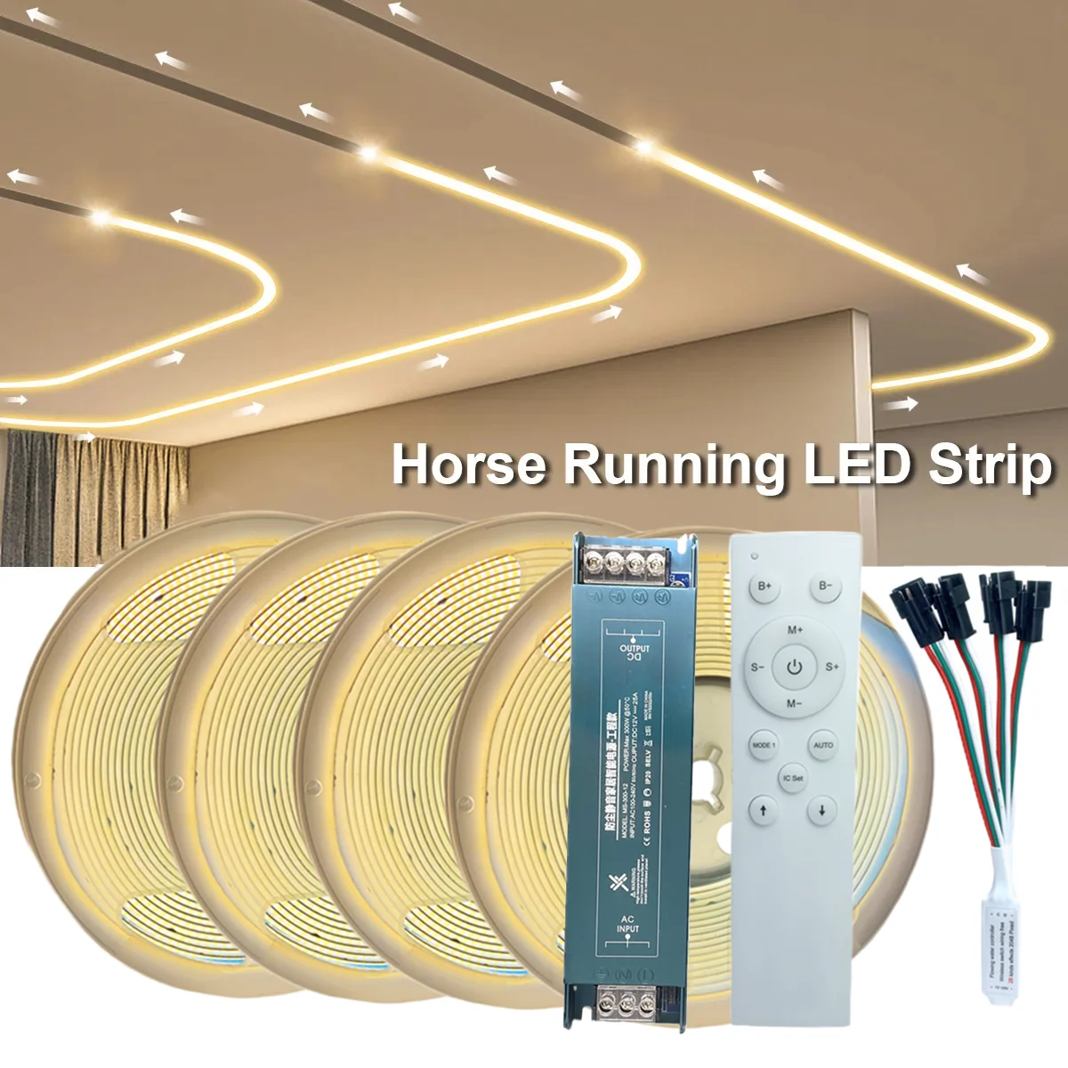 COB IC Horse Race LED Strip Light DC24V WS2811 Running Water Flowing ...