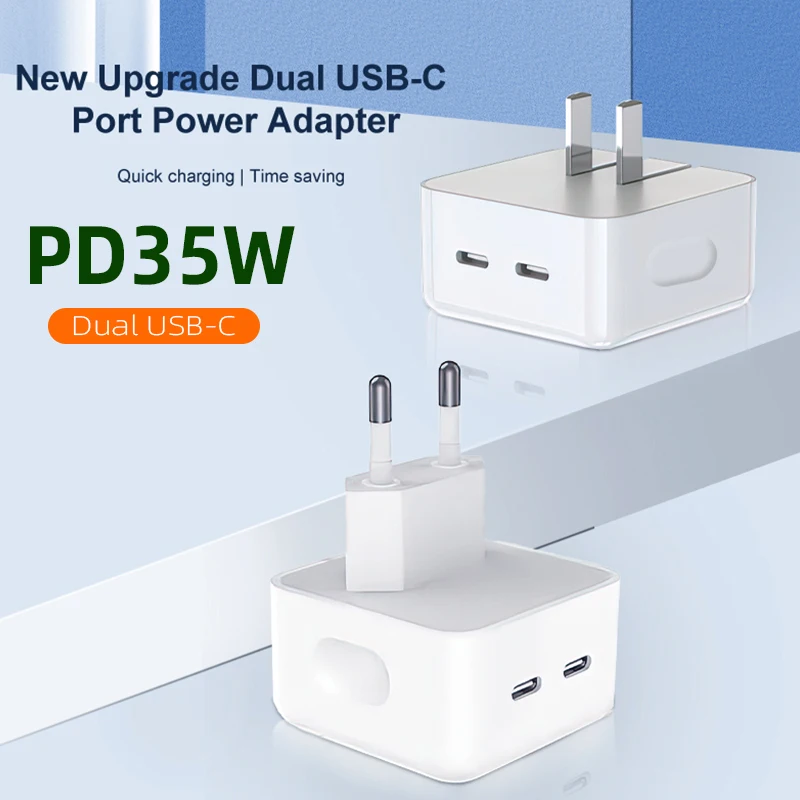 Dual PD 35W USB-C Port Fast Charger For Apple iPhone 14 13 12 11 Pro Xs Max iPad Samsung Power ...