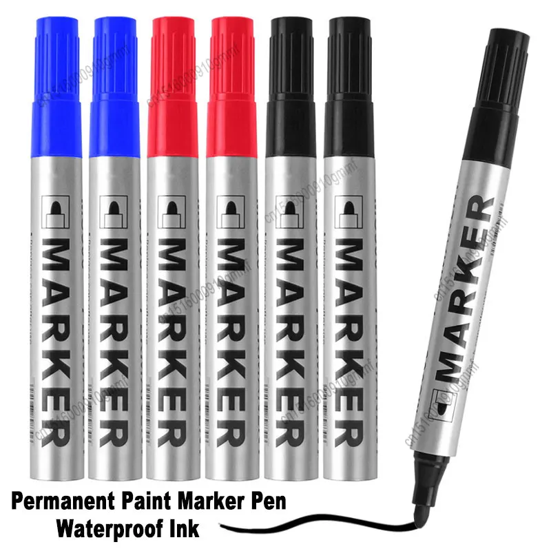 3-6-12Pcs-Set-Waterproof-Permanent-Paint-Marker-Pen-2mm-Tip-Black-Blue ...