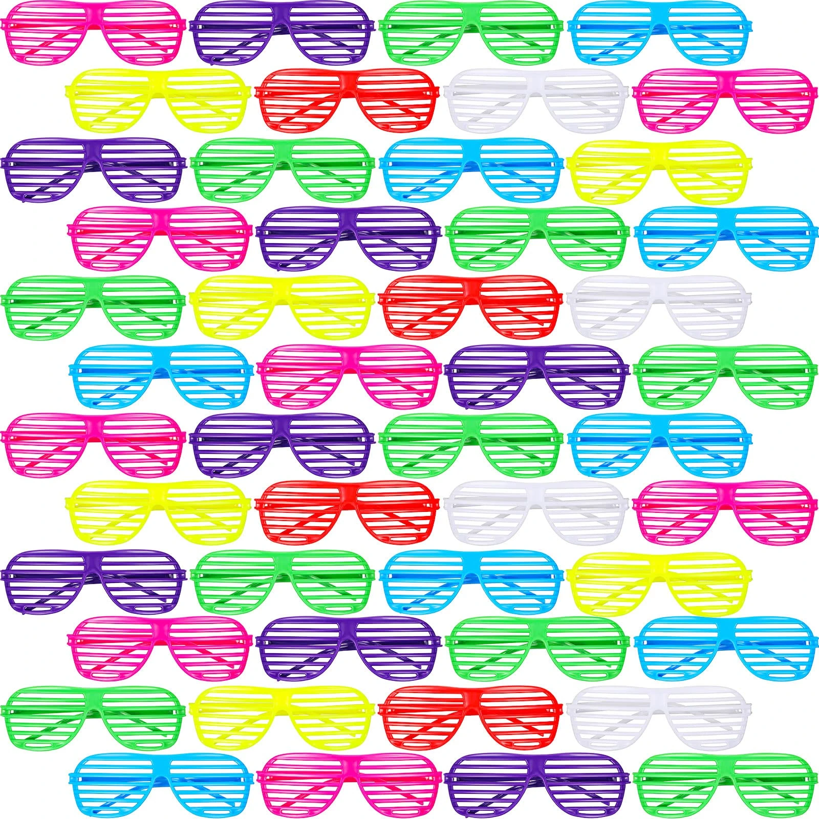 6pcs/Set Neon Color Shutter Glasses 80s 90s Party Favors Eyewear for ...