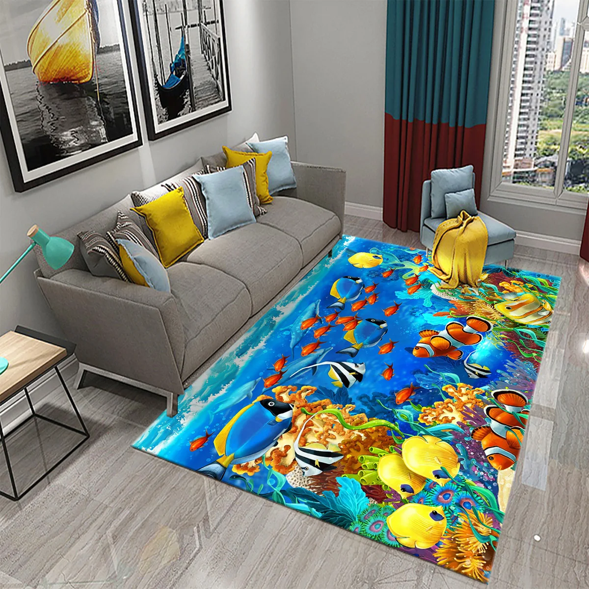 3D Hawaiian Sea Ocean Tropical Fish Carpets for Living Room Fish Animal ...