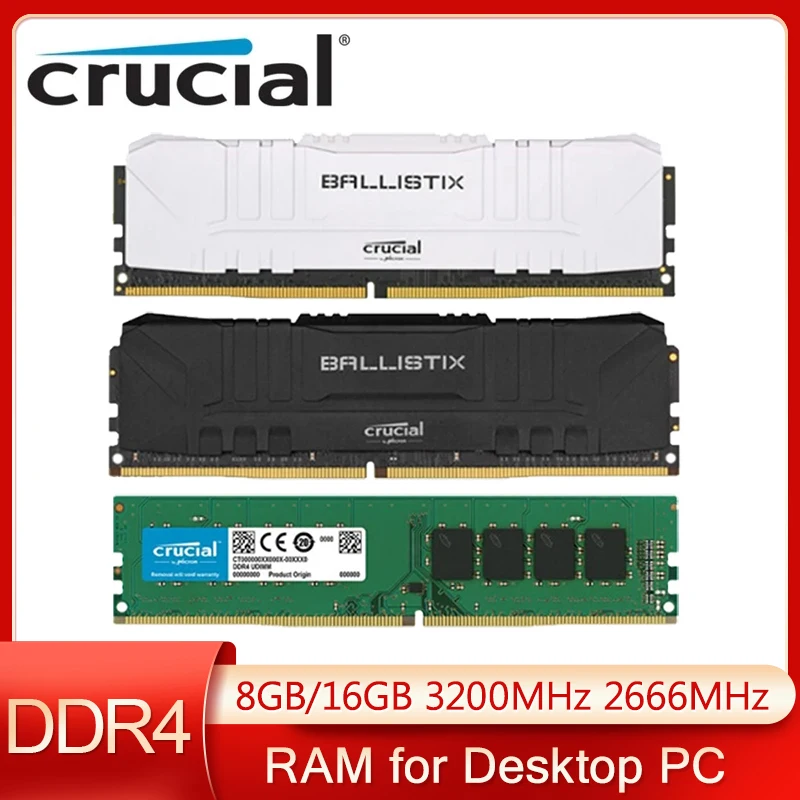 Memória Compatível Amd Intel Crucial Do Jogo Do Desktop De Ballistix Ddr4 Ram 8gb 16 3200mhz 1 ...