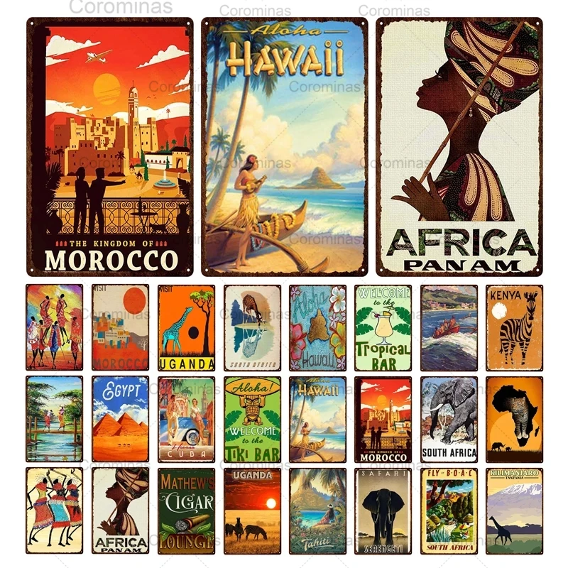 Marokko-Hawaii-Afrika-Sunset-Landschaft-Metall-Zeichen-Vintage-Reise ...