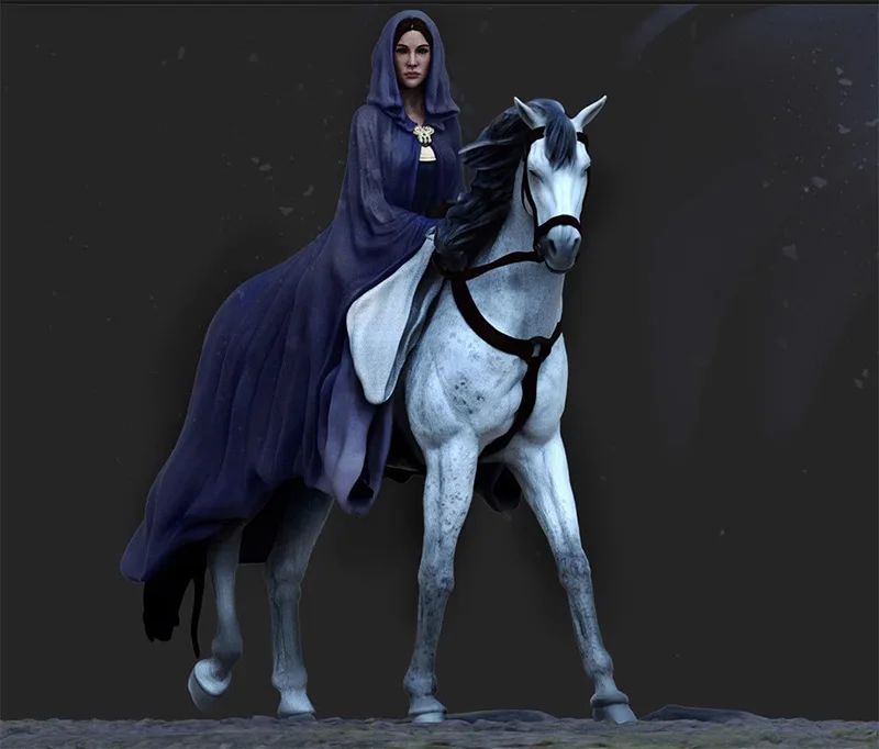 1-24-100mm-Resin-Model-Women-Riding-Figure-Sculpture-Unpainted-No-Color ...