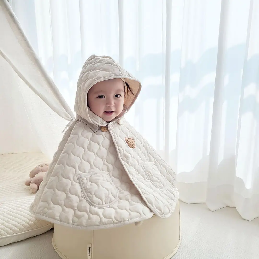 Baby Clothes Cute Embroidery Bear Winter Warm Outerwear Cloak Shawl ...