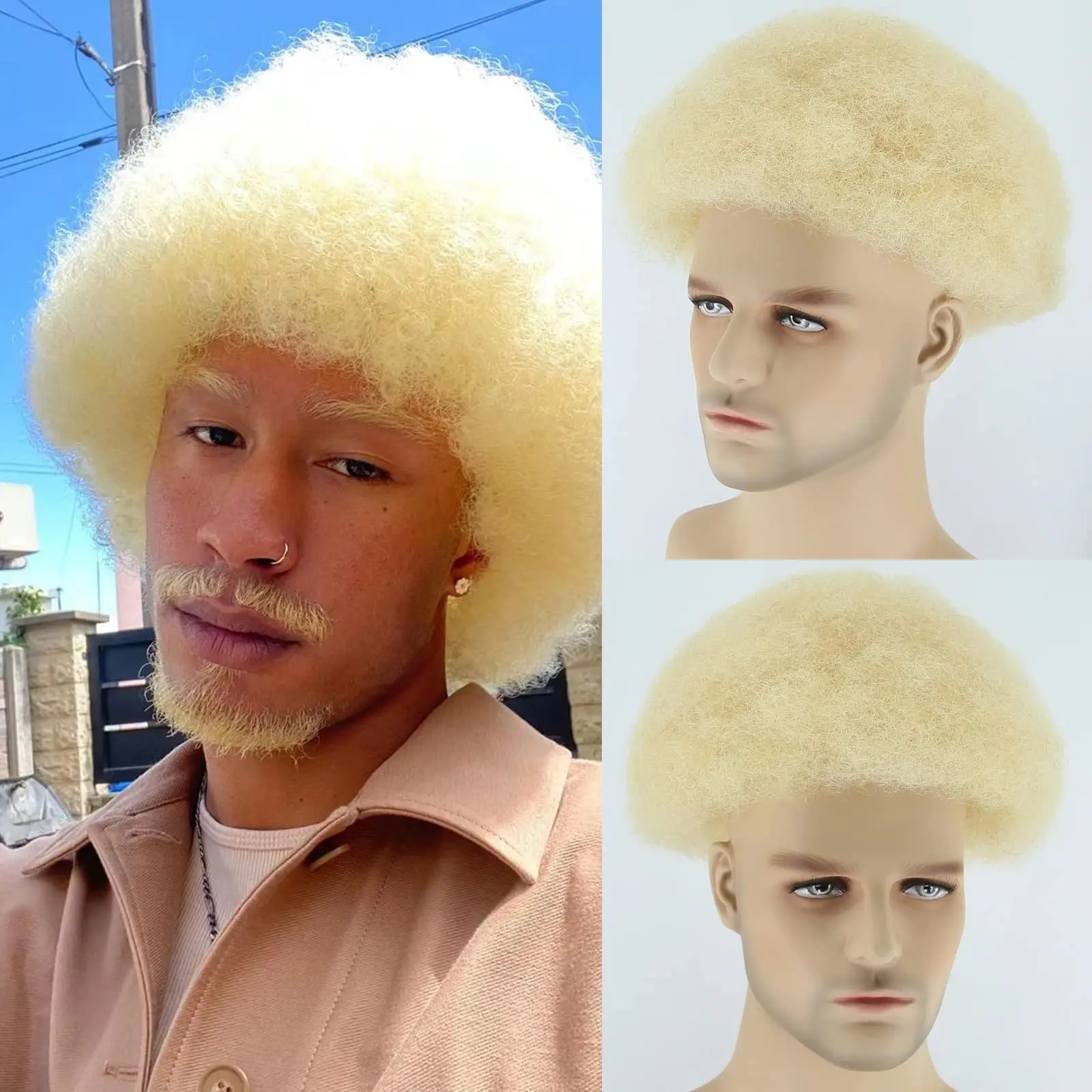 Blonde-Afro-Toupee-for-Black-Men-8-10-Fluffy-Explosion-Mens-Toupee ...
