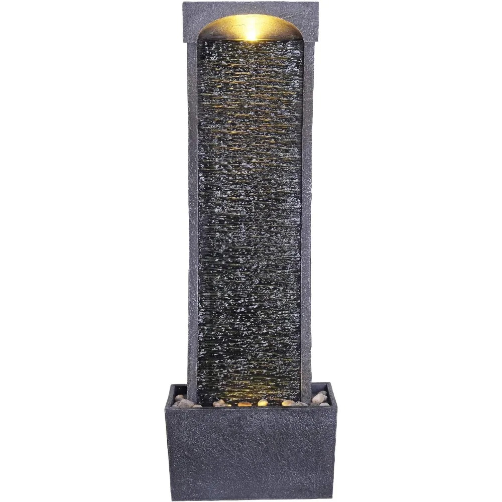 Modern-curved-artificial-slate-waterfall-fountain-suitable-for-indoor ...