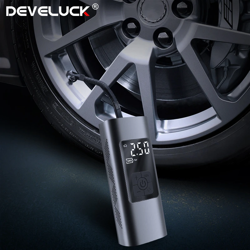 Develuck Car Air Compressor Electric Tyre Inflator Pump With LED Lamp For Motorcycle Bicycle ...