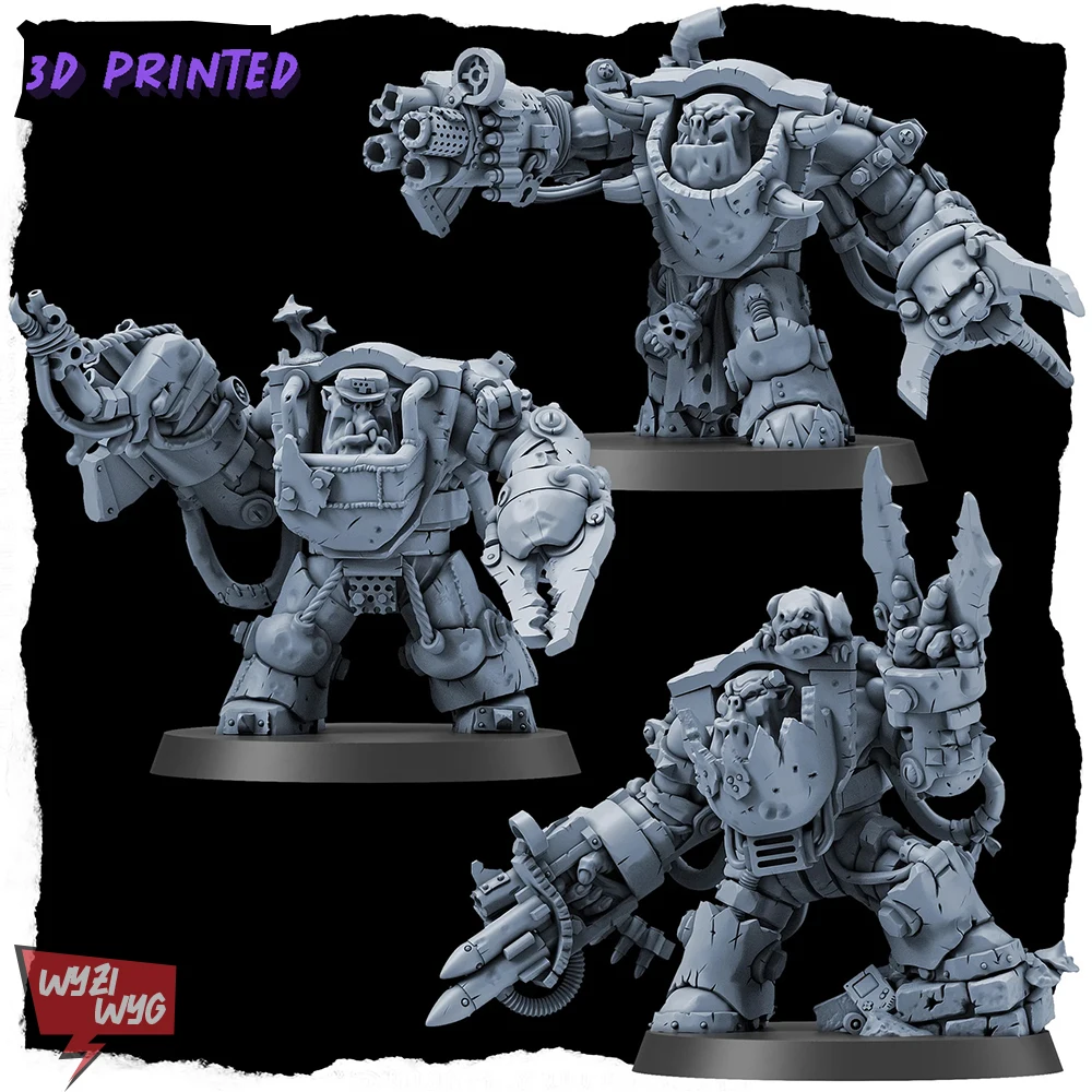 Mecha-Armour-Space-Warrior-Miniatures-Ork-Figure-Boss-Figurine-Green ...