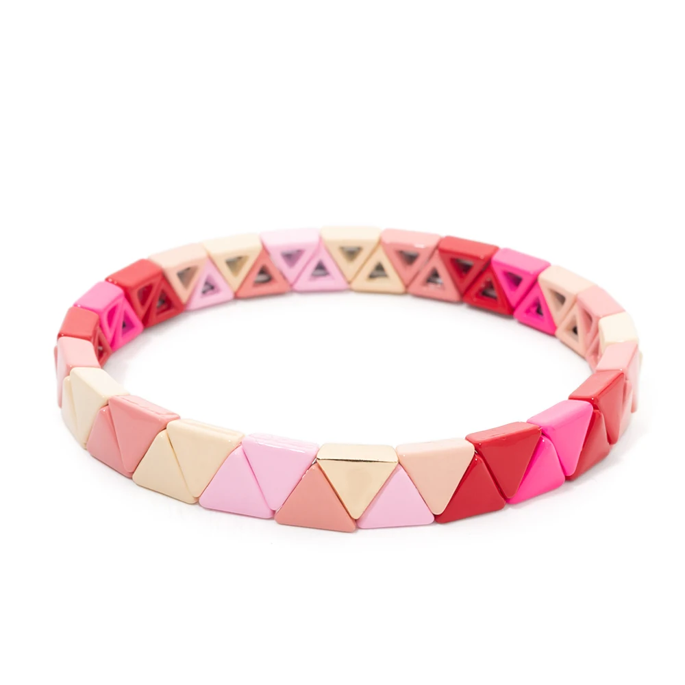 Trendy-Enamel-6mm-Small-Triangle-Bangle-Colorful-Beads-Elastic-Bracelet ...