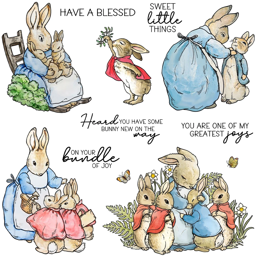 Mangocraft-Cute-Happy-Easter-Rabbits-Family-Clear-Stamps-DIY ...