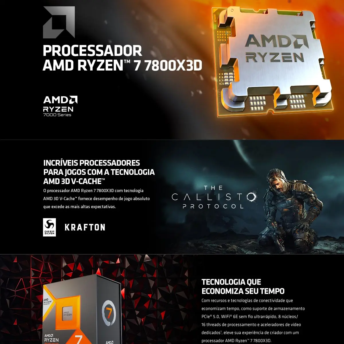 New AMD Ryzen RYZEN™R7 7800X3D Processador de jogos sem ventilador, 7 ...