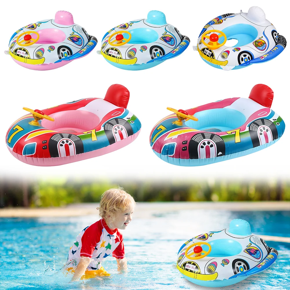 Toddler-Swimming-Pool-Float-Seat-Boat-with-Steering-Wheel-Horn-Water ...