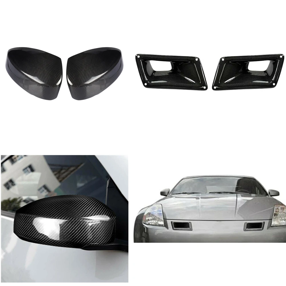 4PCS-Carbon-Fiber-Car-Rear-View-Mirror-Cover-Front-Air-Outlet-Vent-Duct ...