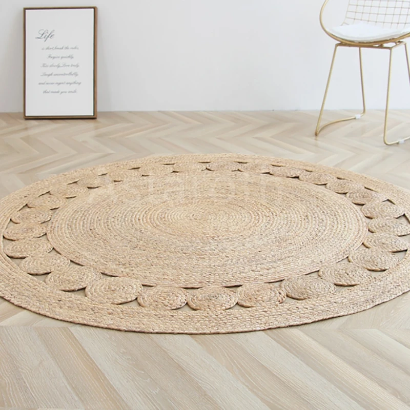 Hand-Woven-Round-Carpets-Handmade-Water-Reed-Rattan-Rugs-for-Bedroom ...